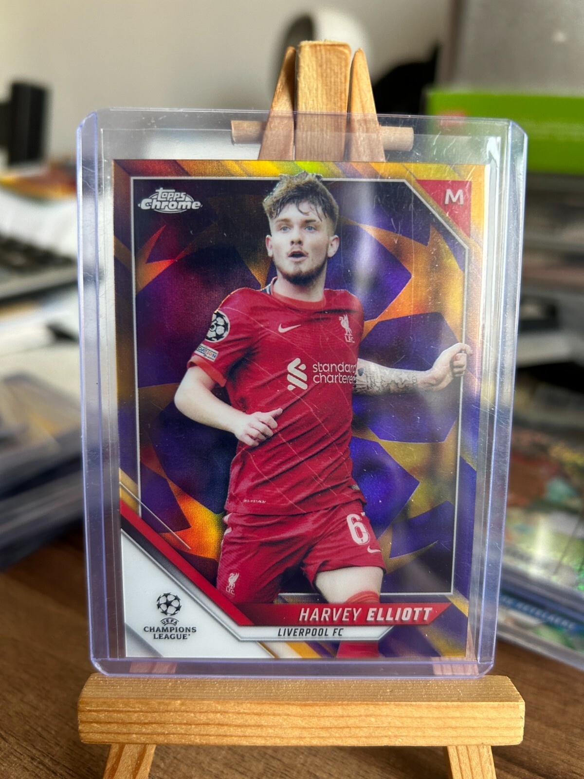 21/22 Topps Chrome UCL Purple gold Startsball Liverpool Harvey Elliott ...