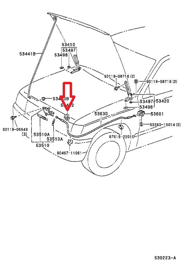 84 - 89 TOYOTA 4RUNNER HOOD SUPPORT ROD HOLDER CLAMP RETAINER CLIP OEM ...