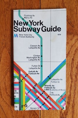 1978 NYC SUBWAY MAP GUIDE MASSIMO VIGNELLI BMT IND IRT NY NYCTA REVISED ...