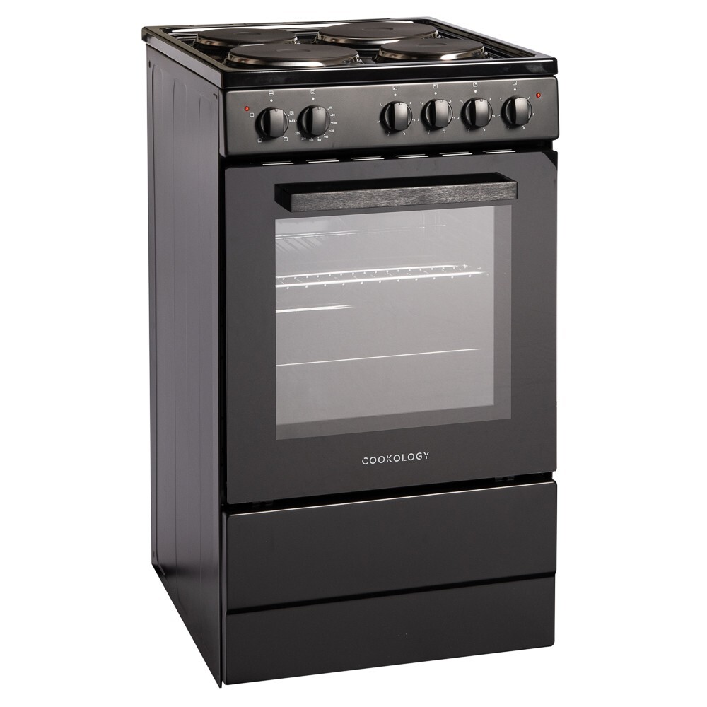 Cookology Electric Cooker 50cm, Single Oven, Solid Plate Hob - Black ...