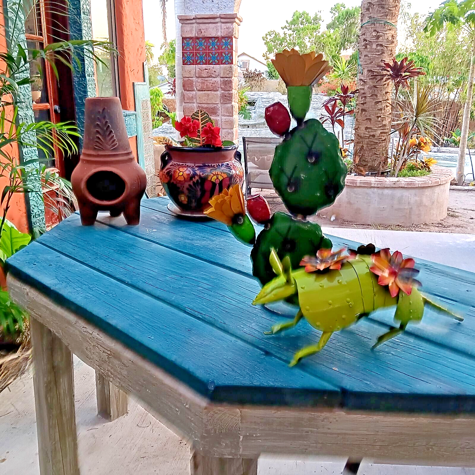 Yard Garden Art Recycled Metal Armadillo Cactus Rustic Sculpture Figure ...