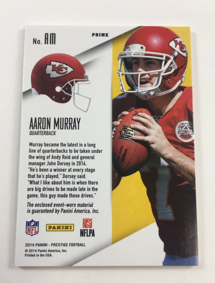 2014 Panini Prestige #AM Aaron Murray Rookie Card Event Worn Relic FRA2 ...