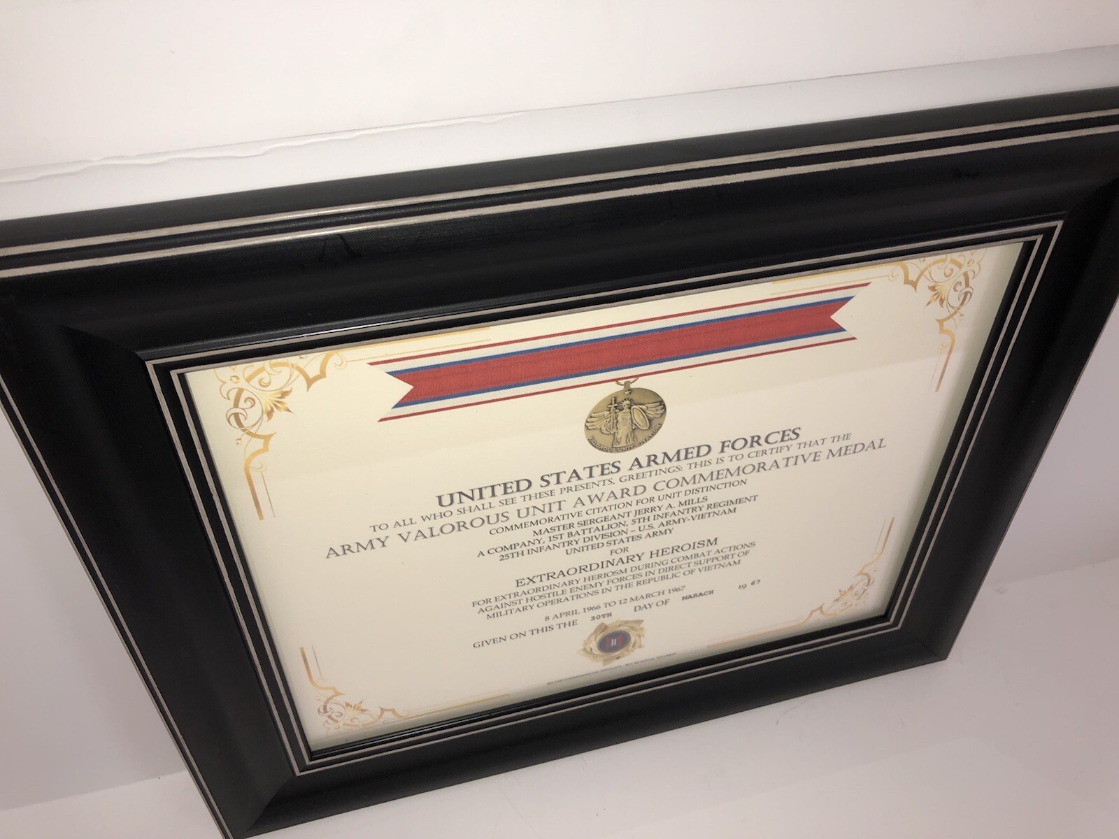 ARMY VALOROUS UNIT AWARD COMMEMORATIVE MEDAL CERTIFICATE ~ Type 1 | eBay