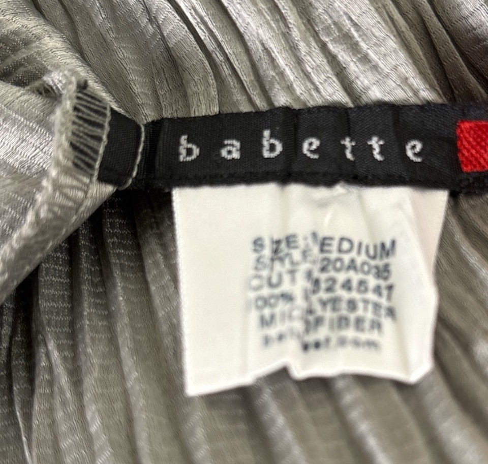 Babette SF Long Slip Dress Size M Sleeveless Gray Crinkle Pleated ...