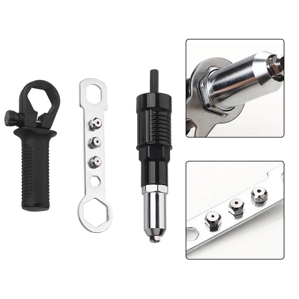 Car Riveting Adapter Kit 3PCS Power Drill Use Includes Wrench and ...