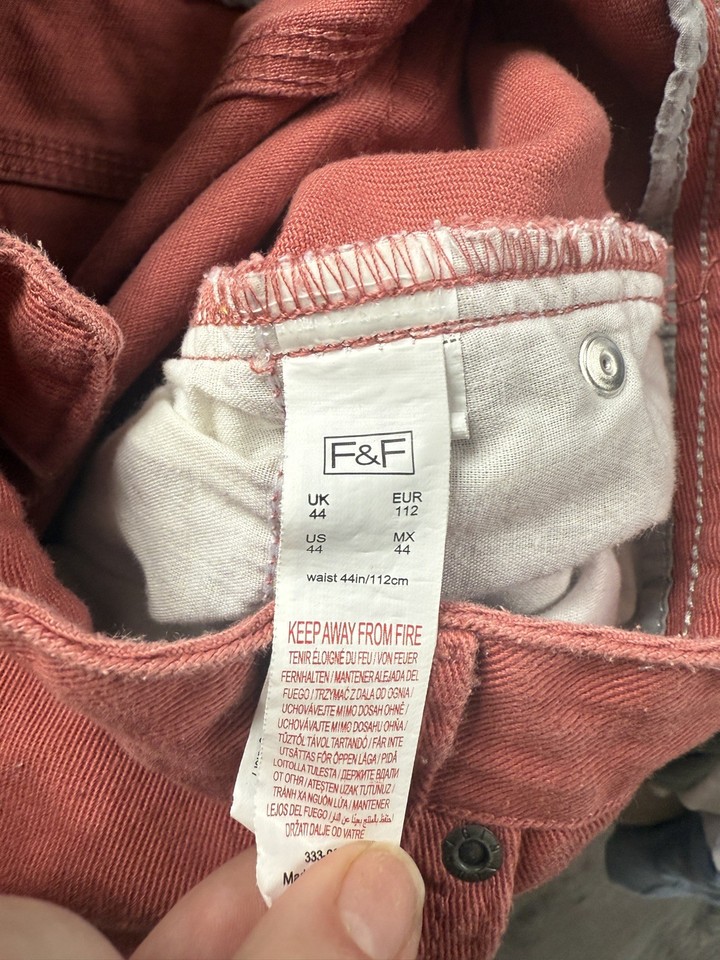 Men's Red Chino Shorts F And F Tesco Waist W44 Large Florence And Fred ...