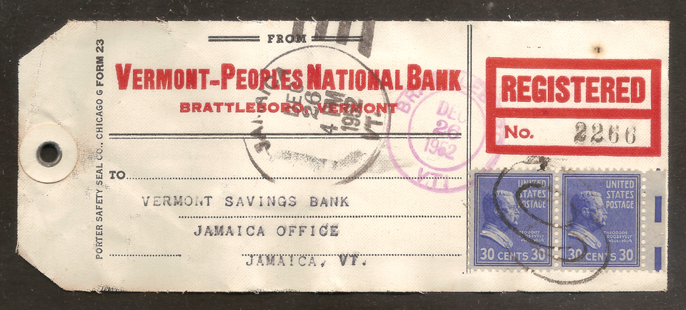 #1016 Red Cross Block of 4 with Prexie #830 and 832 Registered Bank ...