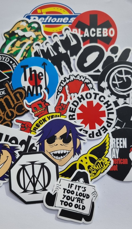 20 x ROCK MUSIC STICKERS Metal Punk Bands Guitar Decal Bomb Skateboard ...