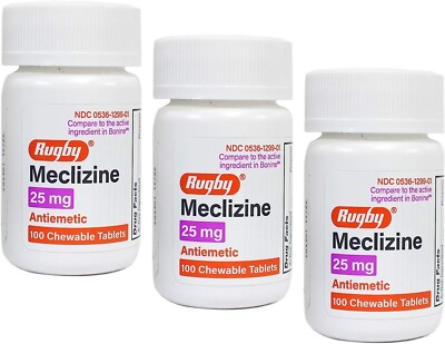 Meclizine 25mg Anti Nausea Vertigo Travel Sickness 100ct -3 Pack - Exp ...