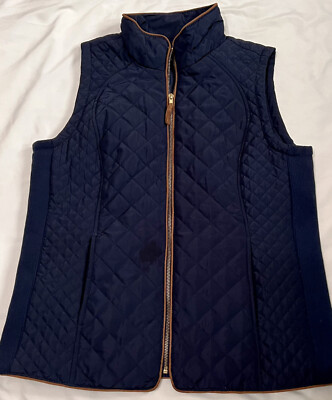 Jason Maxwell Navy & Tan Quilted Full Zip Puffer Vest EUC Size M ...