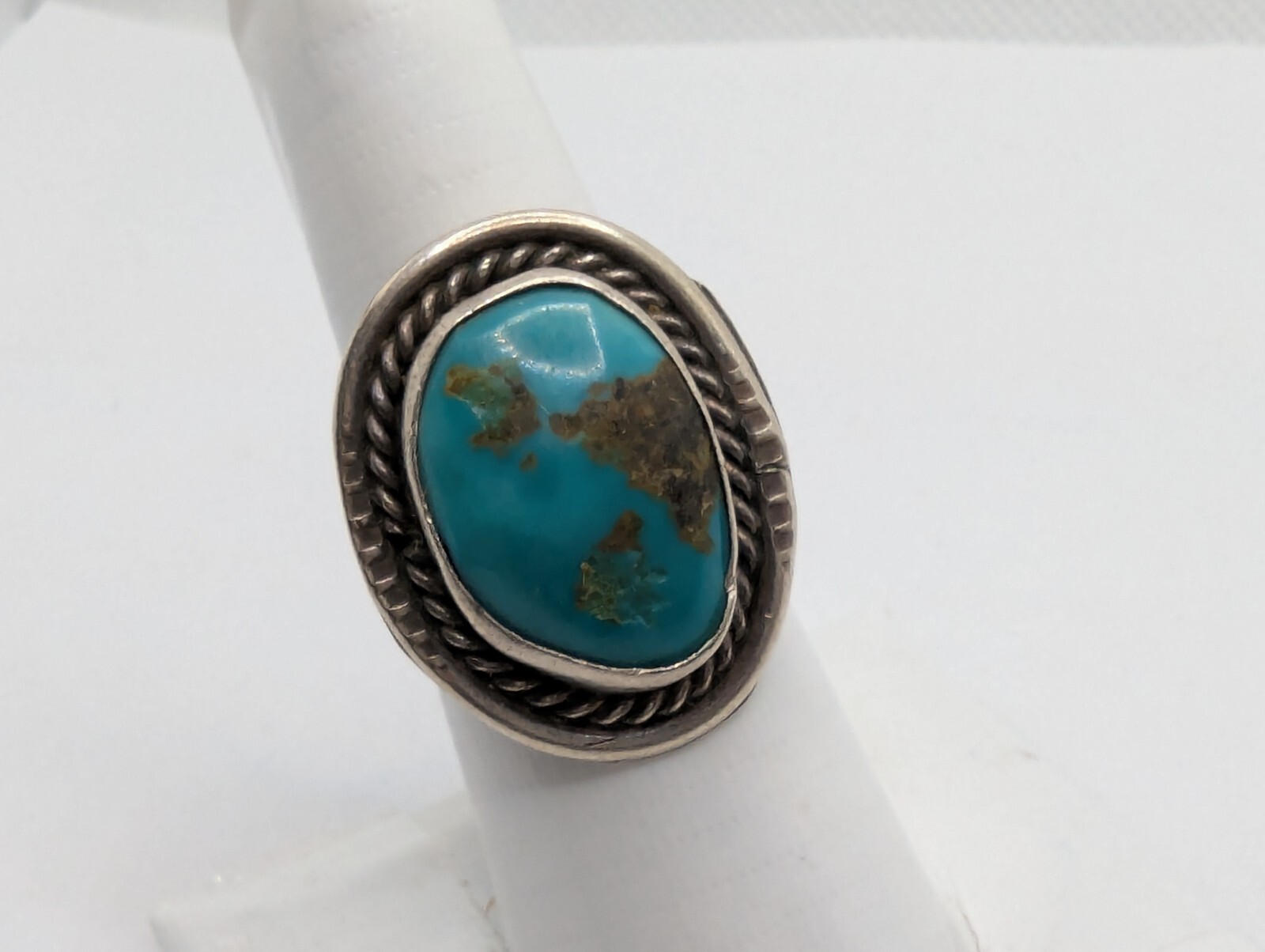 Vintage Navajo Sterling Silver 925 Turquoise Ring Siz… - Gem