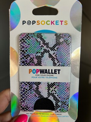 PopSockets Cell Phone POPWALLET Card Holder PopSocket Snakeskin Purple ...