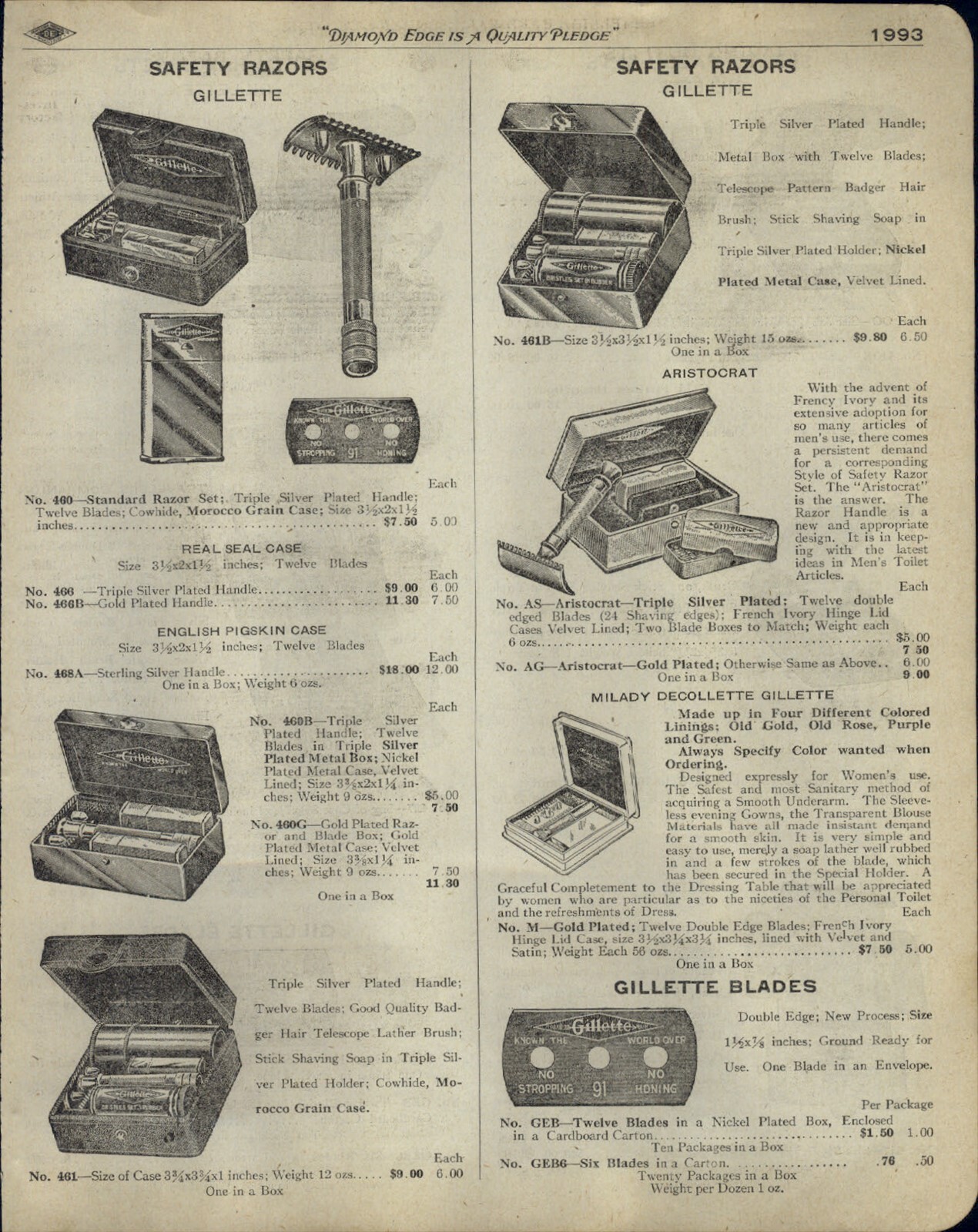1918 PAPER AD 4 PG Gillette Safety Razor Aristocrat Case Sets Pocket ...