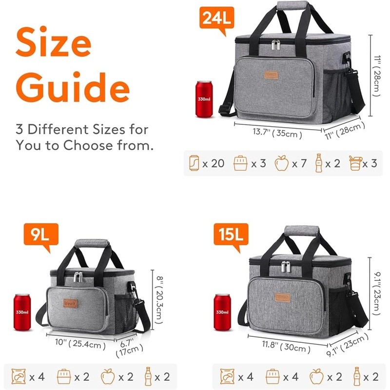 Insulated Lunch Bag Cooler Waterproof Large Capacity Portable Food ...
