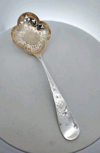 Antique Sterling Silver Whiting Co. Pierced Berry Spoon Etched Floral ...