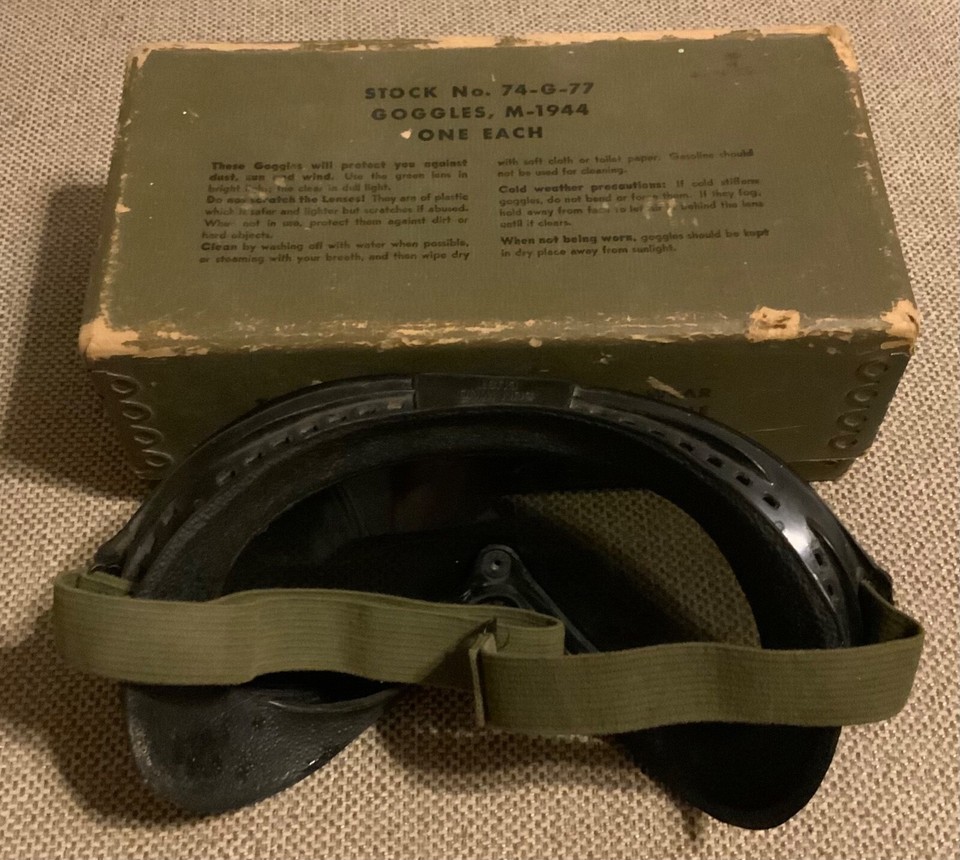 M-1944 Goggles w/Box Stock No. 74-G-77 Vintage World War II / WWII Era ...