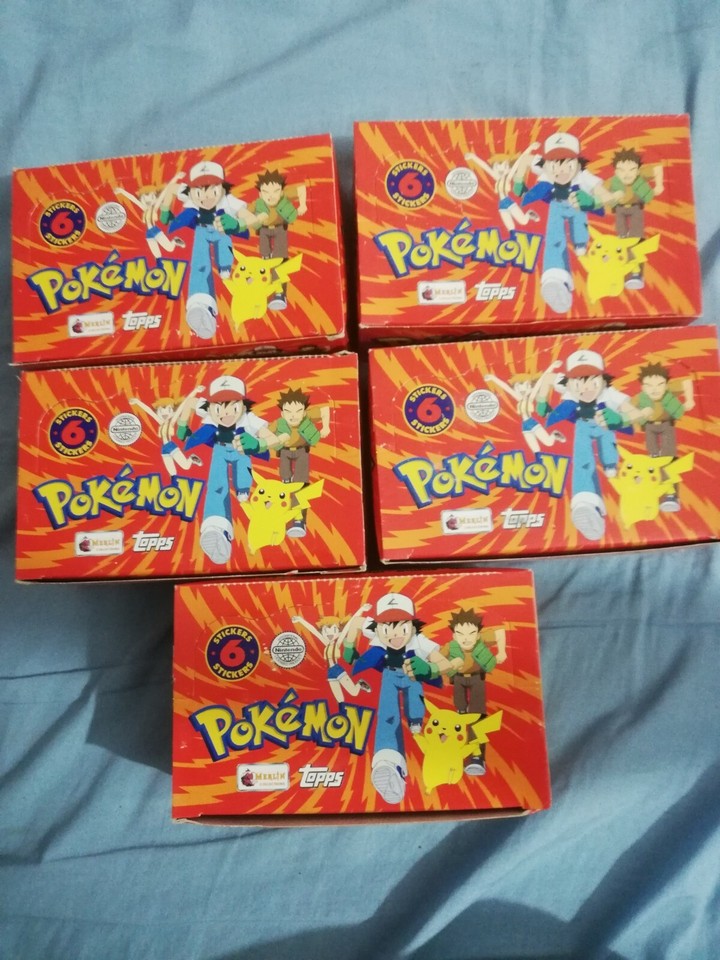 1 Pokemon merlin topps 1999 sticker box each one contain 100 packs | eBay