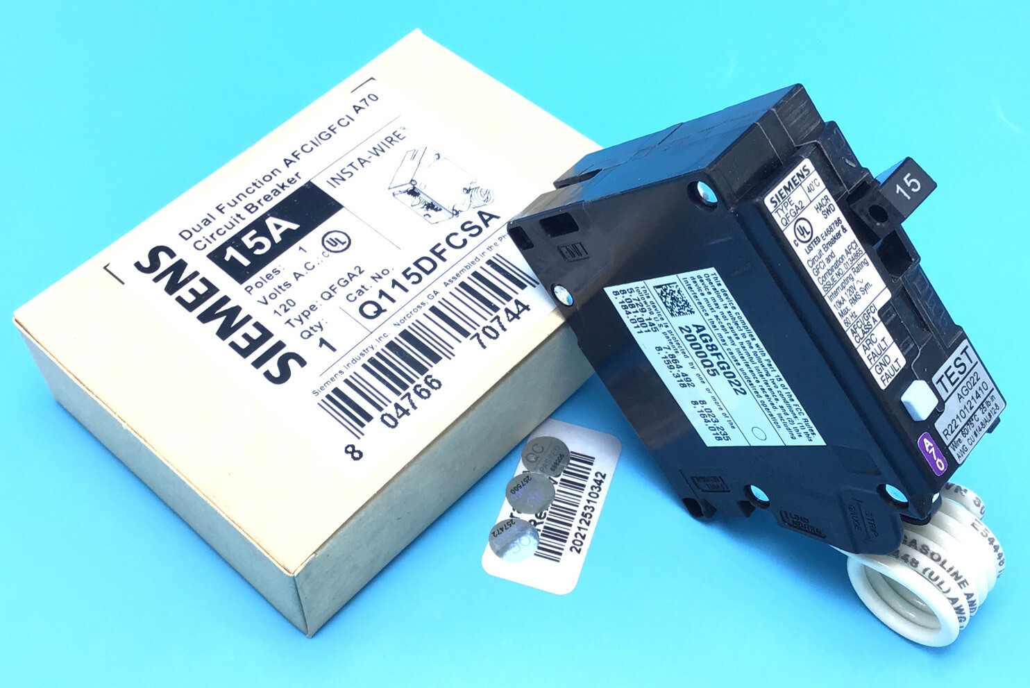 New Circuit Breaker Siemens Q115DF Q115DFCSA 15 Amp 1 Pole Dual AFCI ...