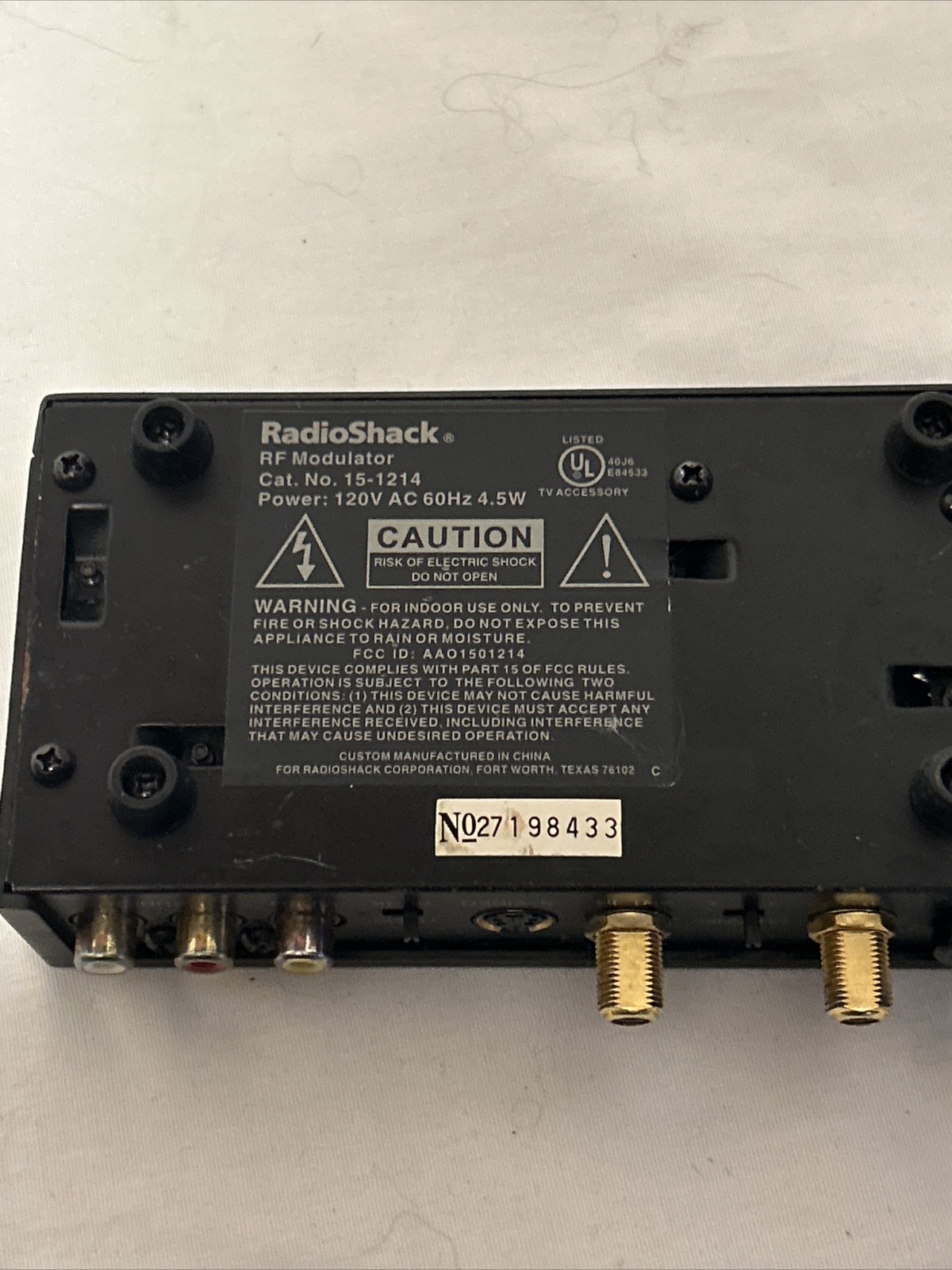 Radio Shack Video RF Signal Antenna Modulator Channel 3 or 4 - 75 or 1K ...
