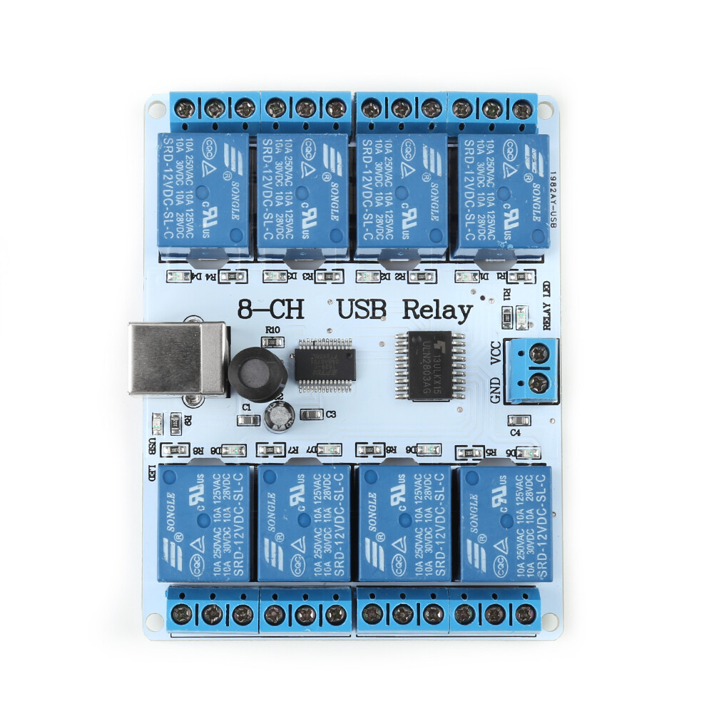 8-channel 12VDC Type-B USB Relay Board Module Controller Automation ...