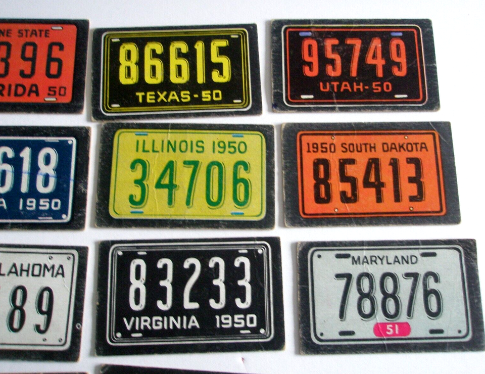 Lot of 19 Topps License Plates Cards 1950's Delaware Vermont Oklahoma ...