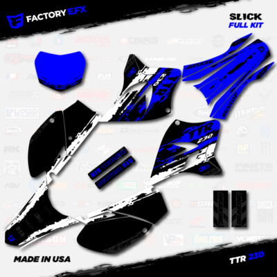 White & Blue Slick Racing Graphics Kit fits 05-23 YAMAHA TTR230 TTR 230 ...