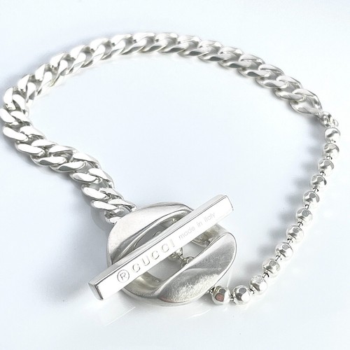 [Near Mint] Gucci Flat Linking Ball Chain Toggle Bracelet Sterling ...
