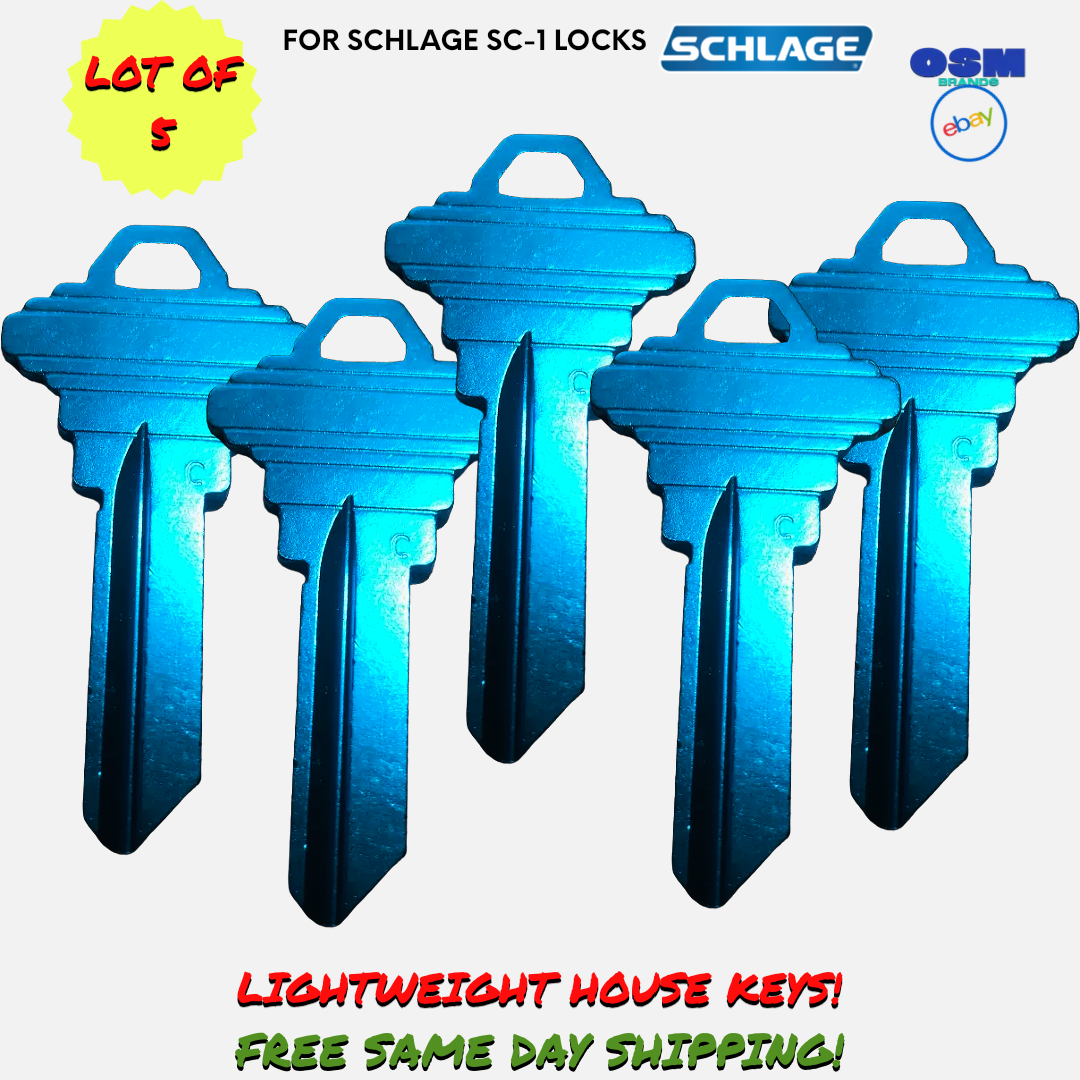 5 PACK Schlage SC-1 Blue Turquoise Lightweight Aluminum Titanium Key ...