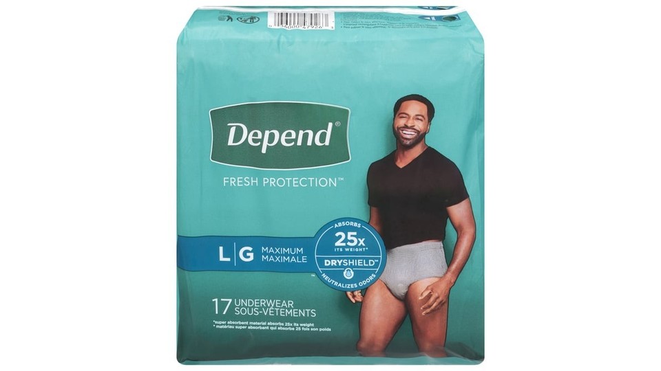 Depend Fit-Flex Underwear Men Size L/G Max Absorbency 17 Ct Pk Grey ...