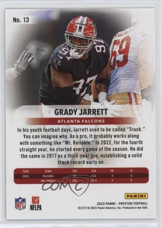 2023 Panini Prestige Xtra Points Premium Blue /299 Grady Jarrett #13 | eBay
