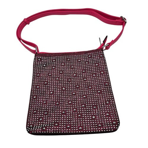 Rhinestone Bling Crossbody Sling Purse Bag Bright Pink and Black | eBay