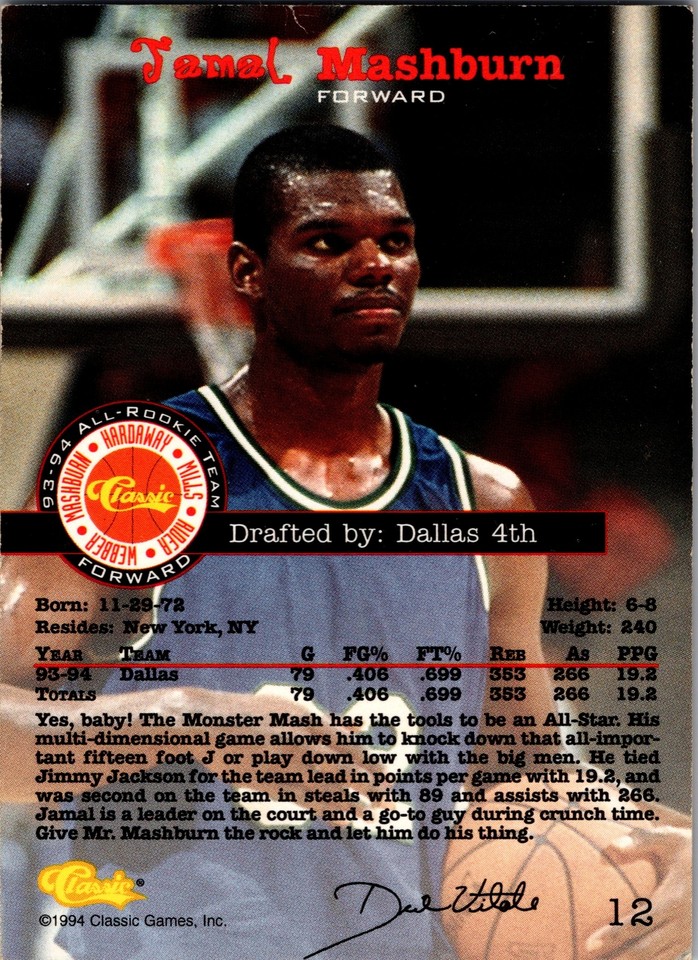 1994 Classic Draft #12 Jamal Mashburn | eBay
