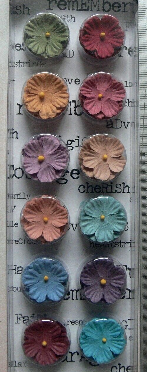 TINY TOTS BROWNIE MIX - 60 Paper Flower Mix with Centres 18-19mm PRIMA ...