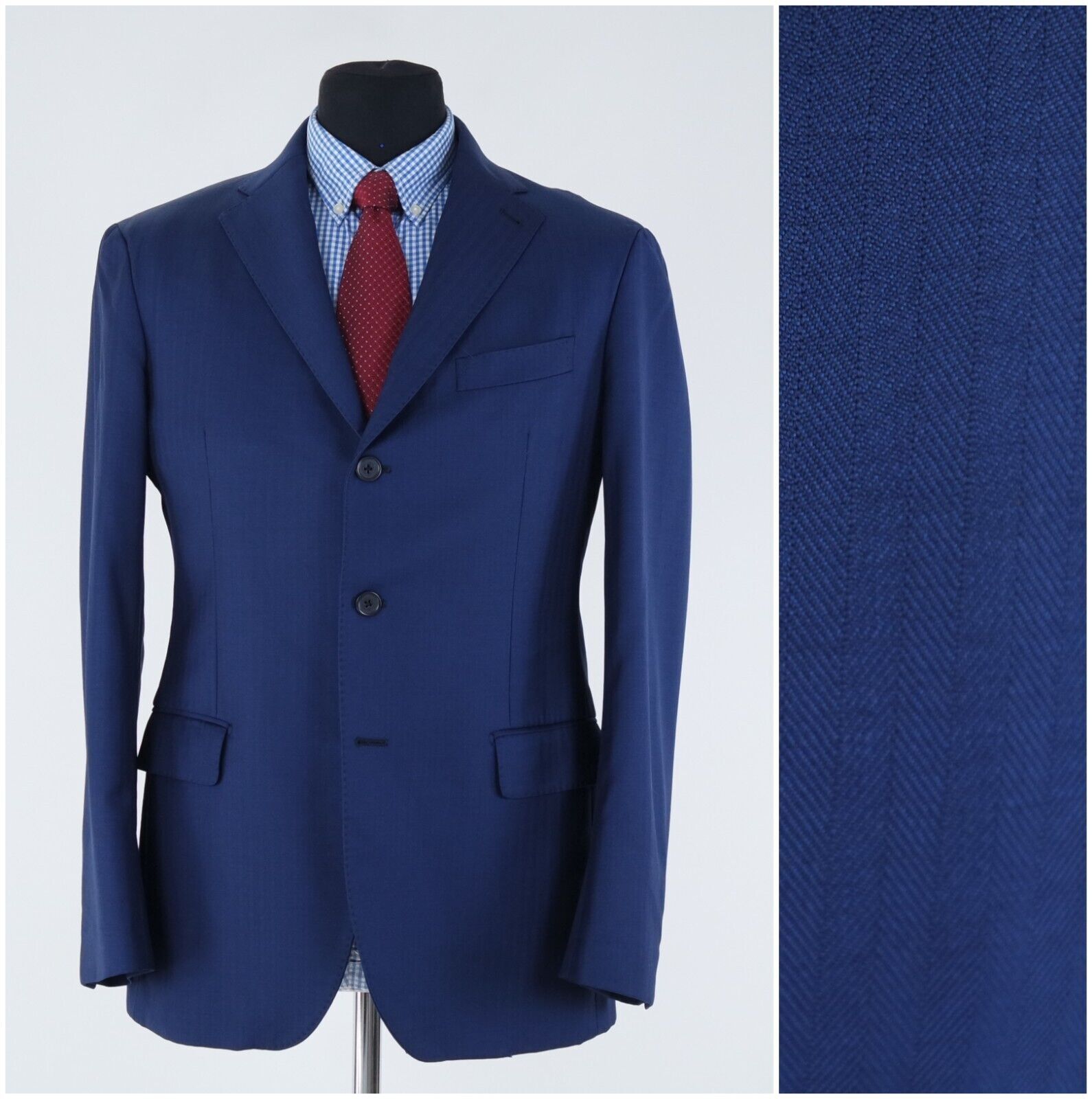 Mens Italian Sport Coat 40R US Size KENTFIELD Navy Blue Wool Blazer ...