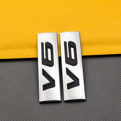 2x Metal Black Chrome V6 Rear Trunk Badge Fender 4wd Sport Engine ...