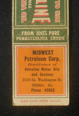 1930s Valvoline Motor Oil Midwest Petroleum Corp. 2124 So. Washington ...