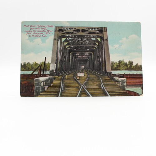 Postcard Oregon Portland OR North Bank Bridge Spokane Railroad Train ...