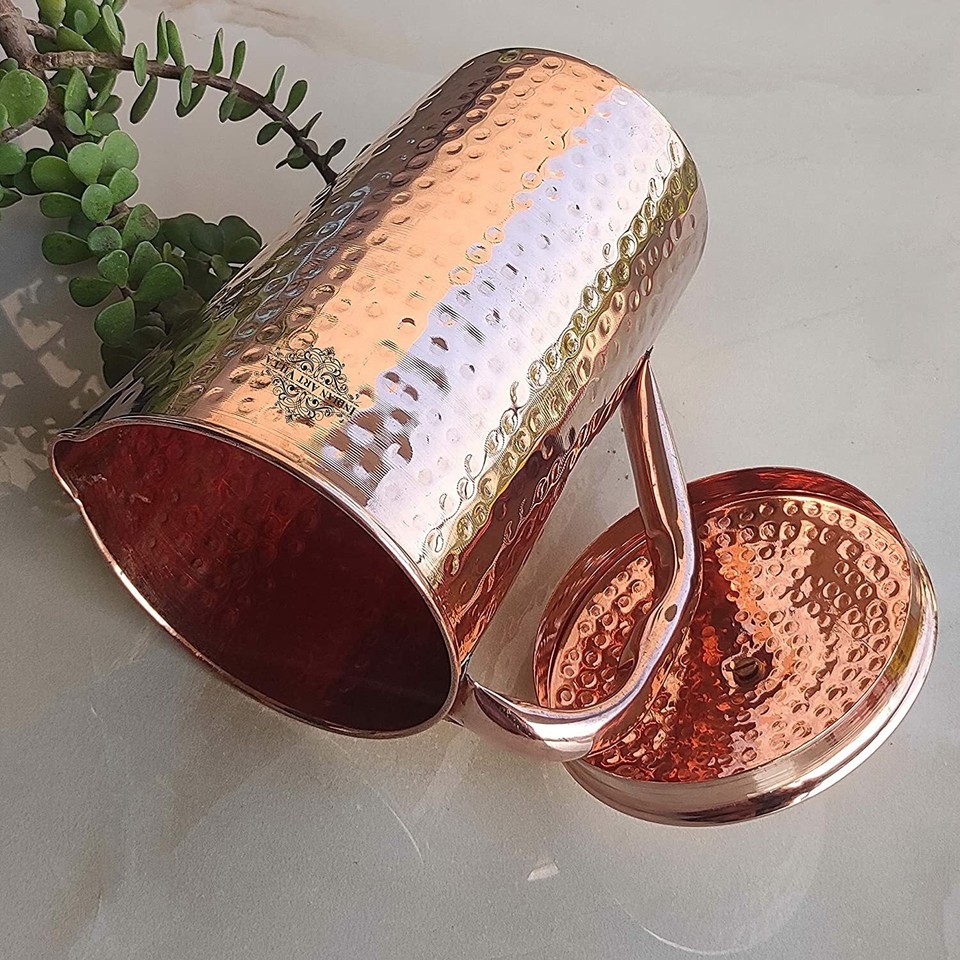 Copper Hammered Design Jug Storage Water Container Pitcher 1000 ml | eBay