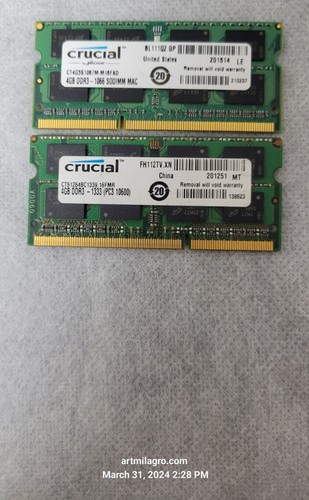 4GB DDR3 PC3-8500 1066MHz MacBook Pro iMac Mac MINI Mid 2009 mid 2010 ...