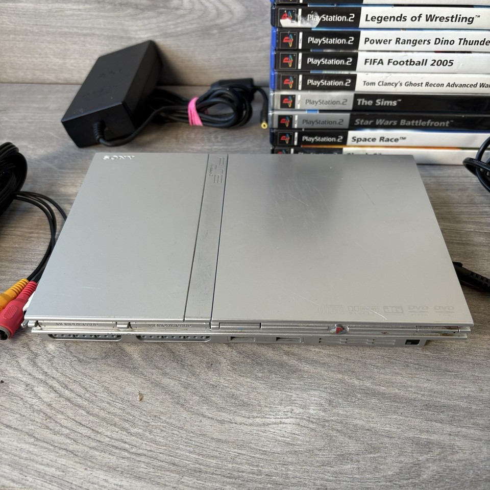 Sony PlayStation 2 Slim Silver PS2 Console Bundle SCPH-75003 Controller ...