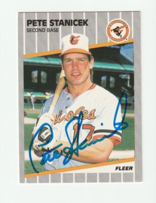 Pete Stanicek Signed 1989 Fleer Card #622 Auto Baltimore Orioles ...