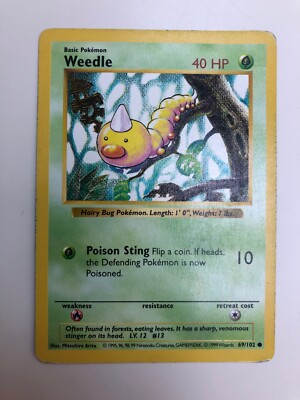 1999 Pokemon Shadowless Weedle - Base Set 69/102 - Played - WOTC | eBay