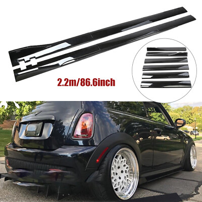 For Mini Cooper S R53 R56 Glossy Black 86.6inch Side Skirt Rocker Lip ...