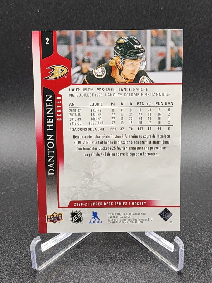 2020 Upper Deck UD Exclusives /100 Danton Heinen (Uncorrected French Back Error) | eBay
