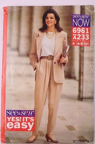 Butterick See & Sew Sewing Pattern 6961 Misses Jacket & Pants Sizes 6-8 ...