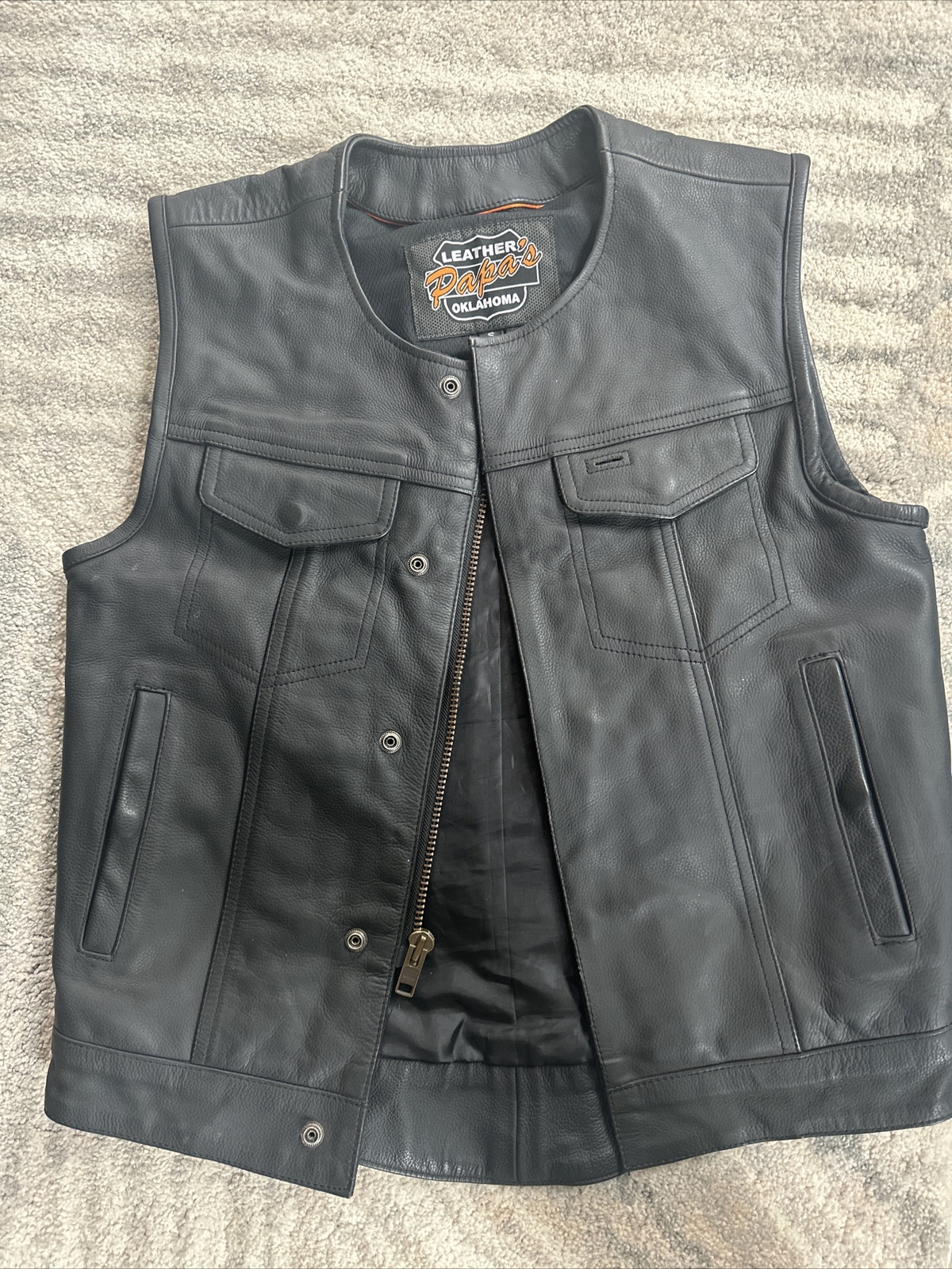 Papas Leather Motorcycle Vest For Men - Gem