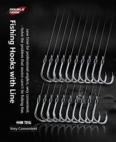 Small Fishing Hooks with Line, Tiny Fishing Hook on Nylon Line (Pack of ...