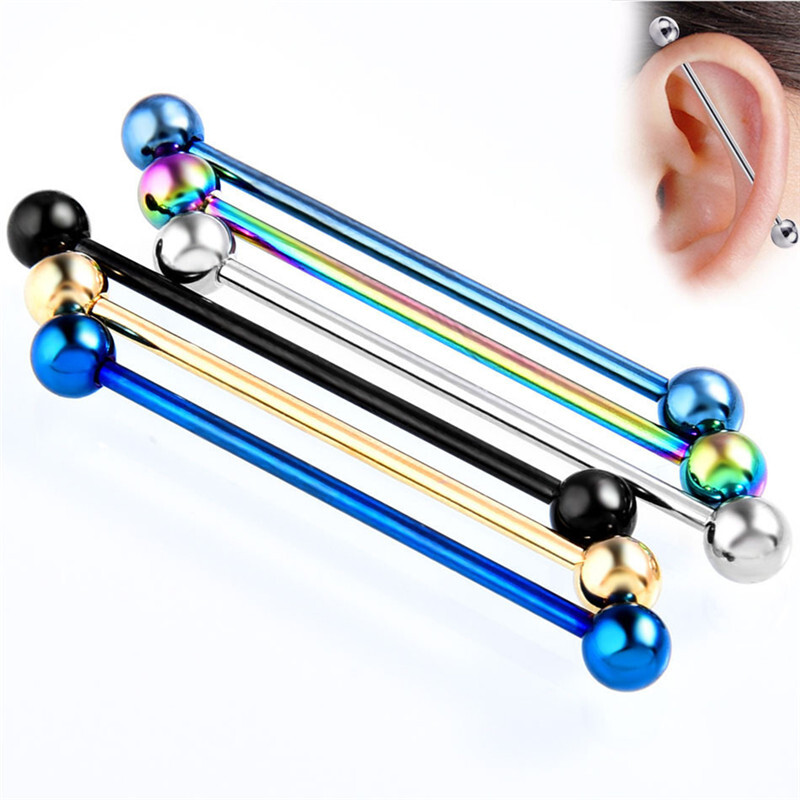 Surgical Steel Industrial Bar Scaffold Ear Barbell Ring Women Piercing ...