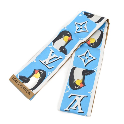 Louis Vuitton Bando Animogram Penguin Scarf Silk Blue/Bra | eBay