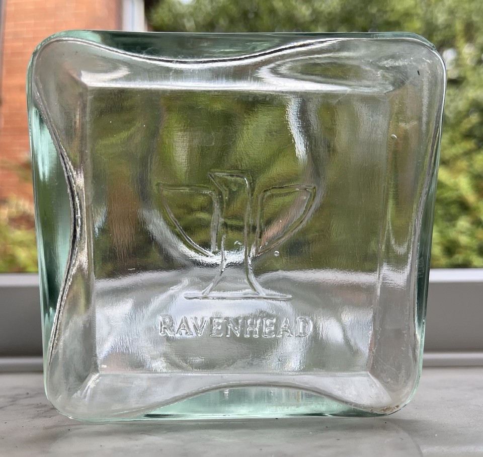 Vintage Ravenhead Kilner Glass Storage Jar - Push on Lid - Rare Square ...